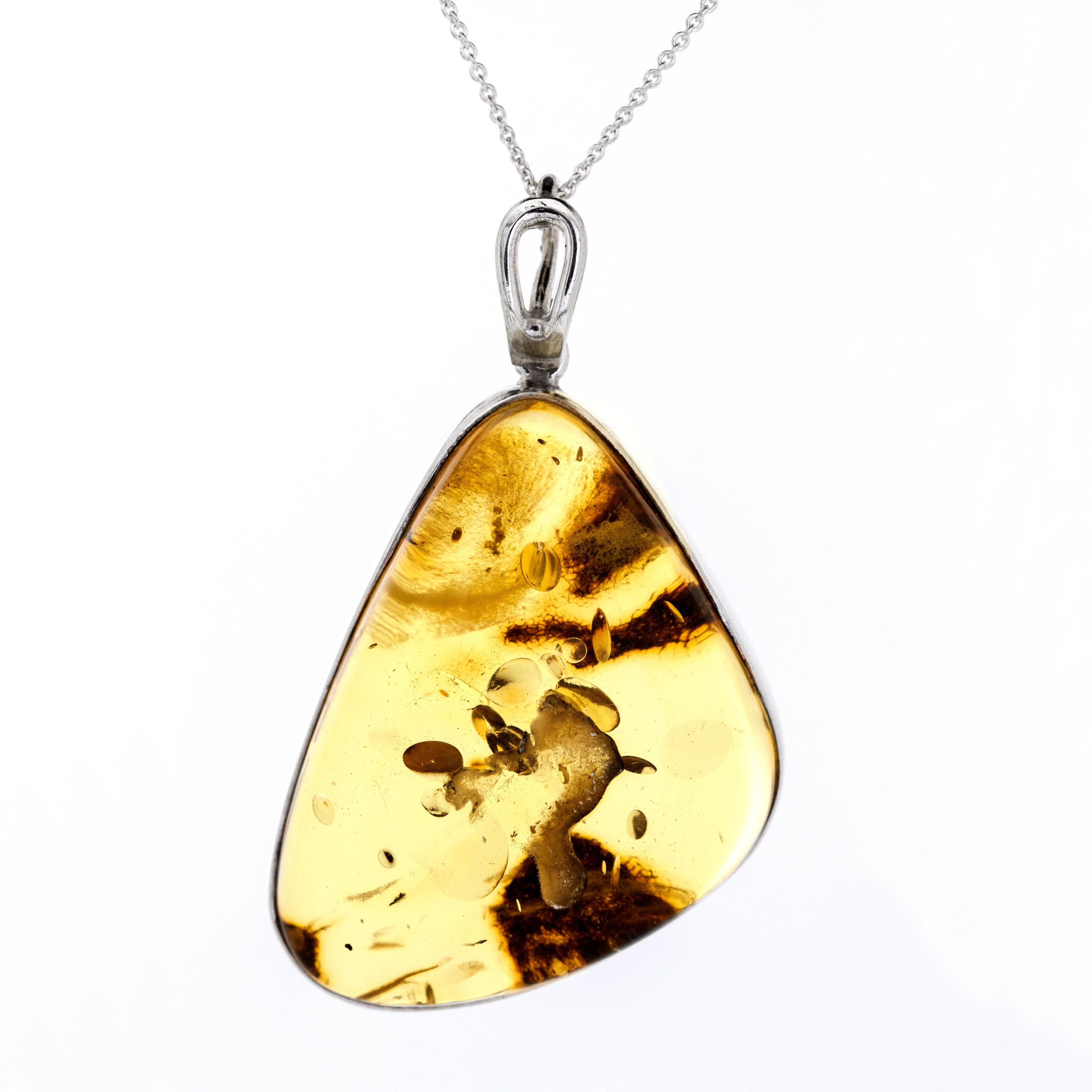 Nova Silver Lemon Amber Pendant